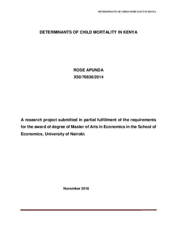 (PDF) Determinants Of Child Mortality In Kenya