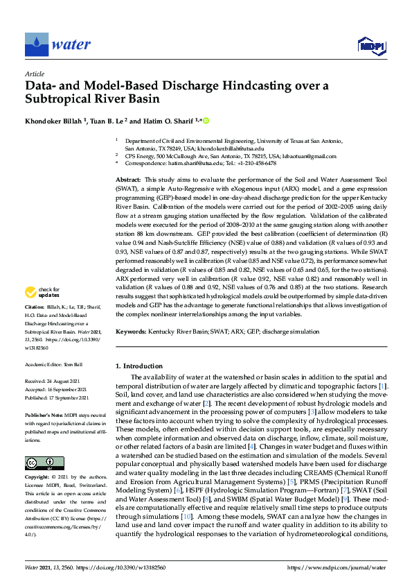(PDF) Data- and Model-Based Discharge Hindcasting over a Subtropical ...