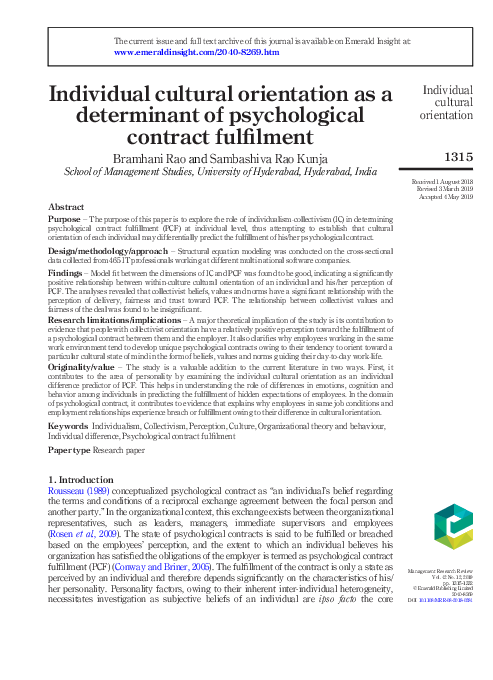 (PDF) Individual cultural orientation as a determinant of psychological ...