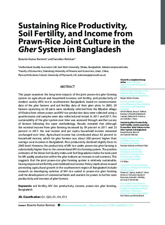 (PDF) Sustaining Rice Productivity, Soil Fertility, and Income from ...