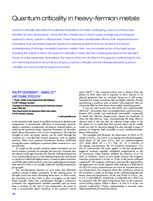 (PDF) Quantum criticality in heavy-fermion metals
