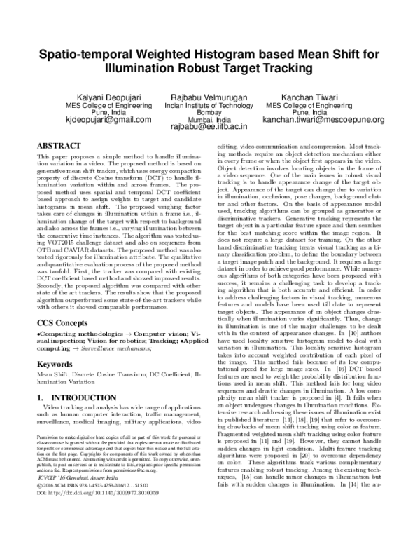 Pdf Spatio Temporal Weighted Histogram Based Mean Shift For 4180