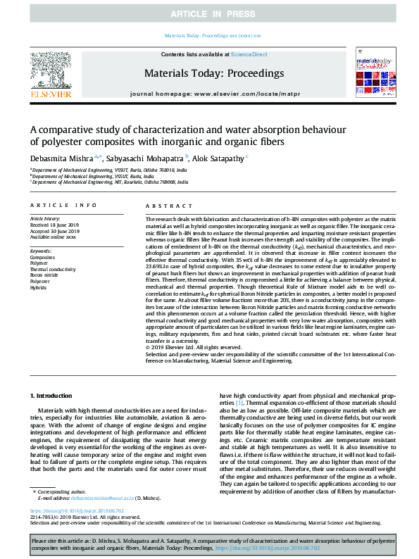 (PDF) A comparative study of characterization and water absorption ...