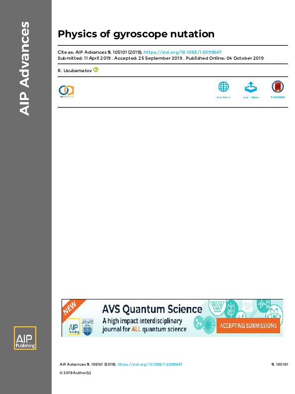 (PDF) Physics of gyroscope nutation