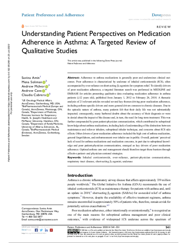 (PDF) Understanding Patient Perspectives on Medication Adherence in ...