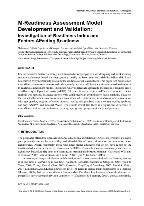 (PDF) M-Readiness Assessment Model Development and Validation
