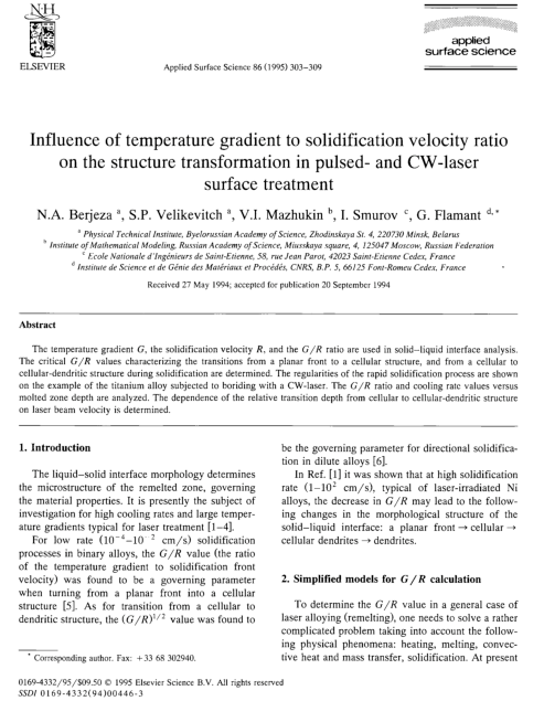 Pdf Influence Of Temperature Gradient To Solidification Velocity