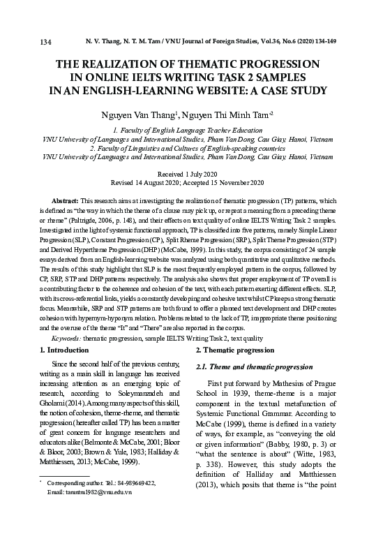 (PDF) The Realization of Thematic Progression in Online Ielts Writing ...