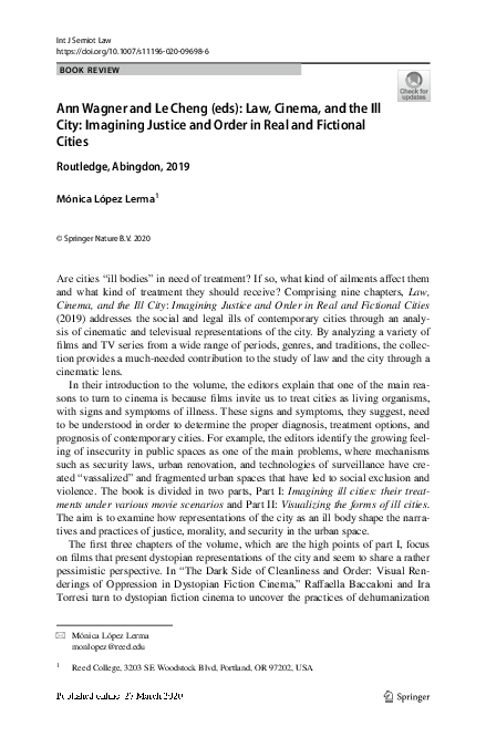 (PDF) Ann Wagner and Le Cheng (eds): Law, Cinema, and the Ill City ...
