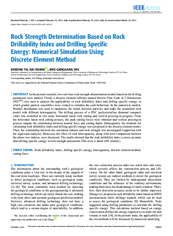 (PDF) Rock Strength Determination Based on Rock Drillability Index and ...