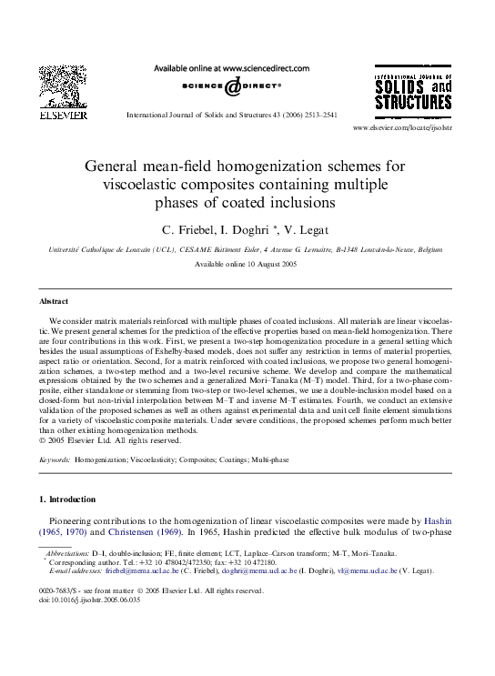 Pdf General Mean Field Homogenization Schemes For Viscoelastic Composites Containing Multiple