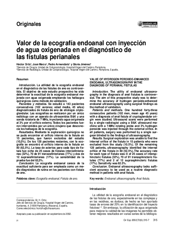(PDF) Valor de la ecografía endoanal con inyección de agua oxigenada en el diagnóstico de las ...