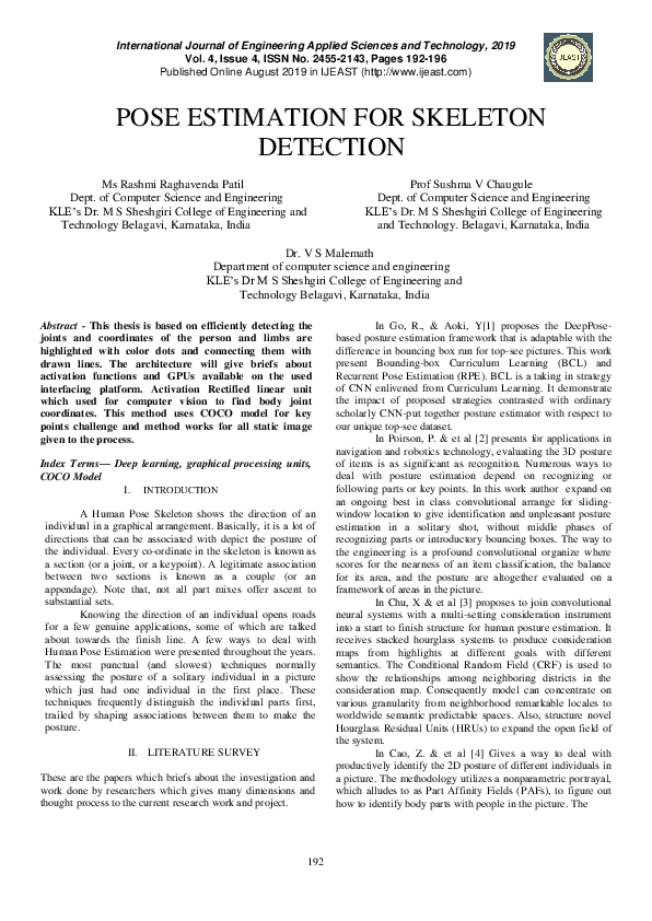 (PDF) Pose Estimation for Skeleton Detection