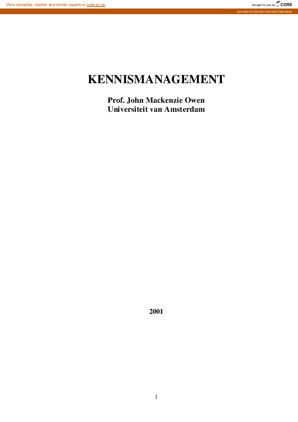 (PDF) Kennismanagement