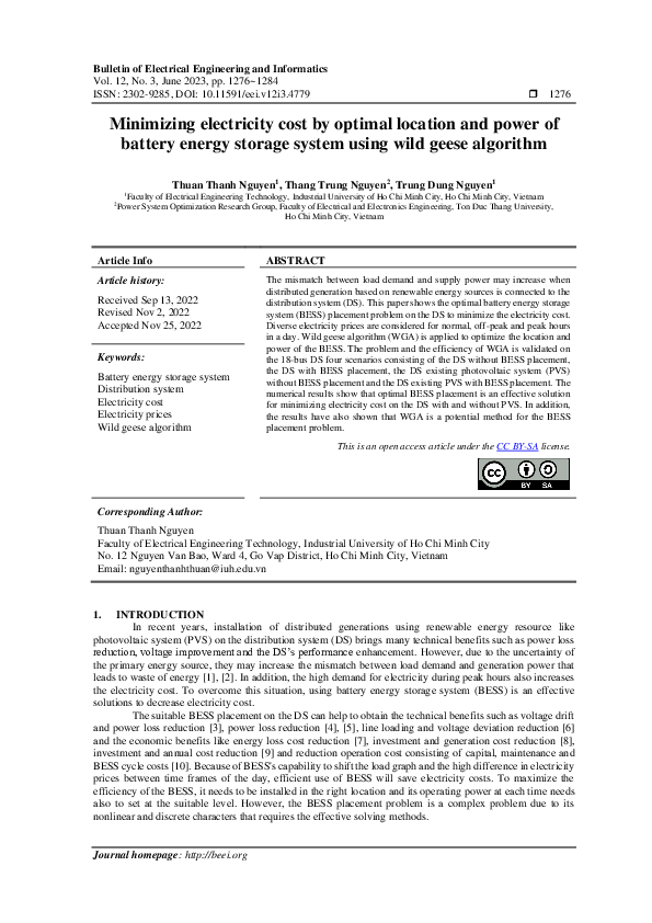 Pdf Minimizing Electricity Cost By Optimal Location And Power Of Battery Energy Storage System 2873