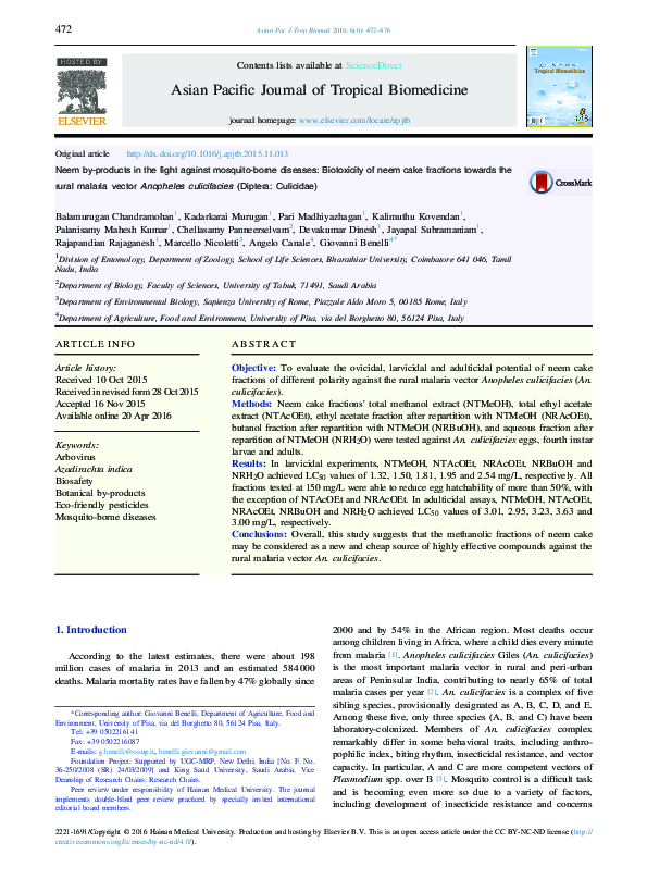 (PDF) Neem by-products in the fight against mosquito-borne diseases ...