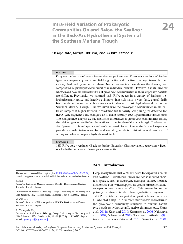 (PDF) Intra-Field Variation of Prokaryotic Communities On and Below the ...