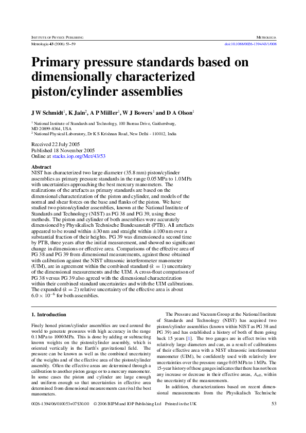 (PDF) Primary pressure standards based on dimensionally characterized ...