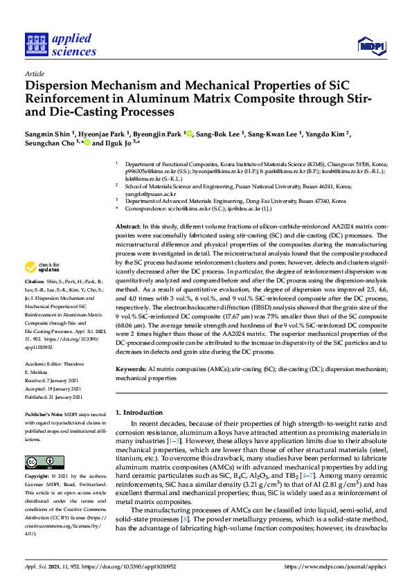 (PDF) Dispersion Mechanism and Mechanical Properties of SiC Reinforcement in Aluminum Matrix ...