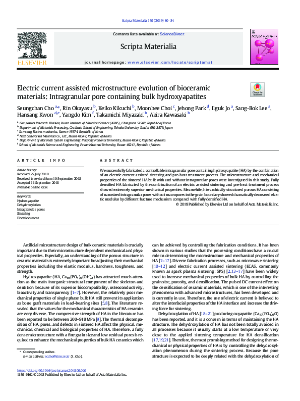 (PDF) Electric current assisted microstructure evolution of bioceramic materials: Intragranular ...