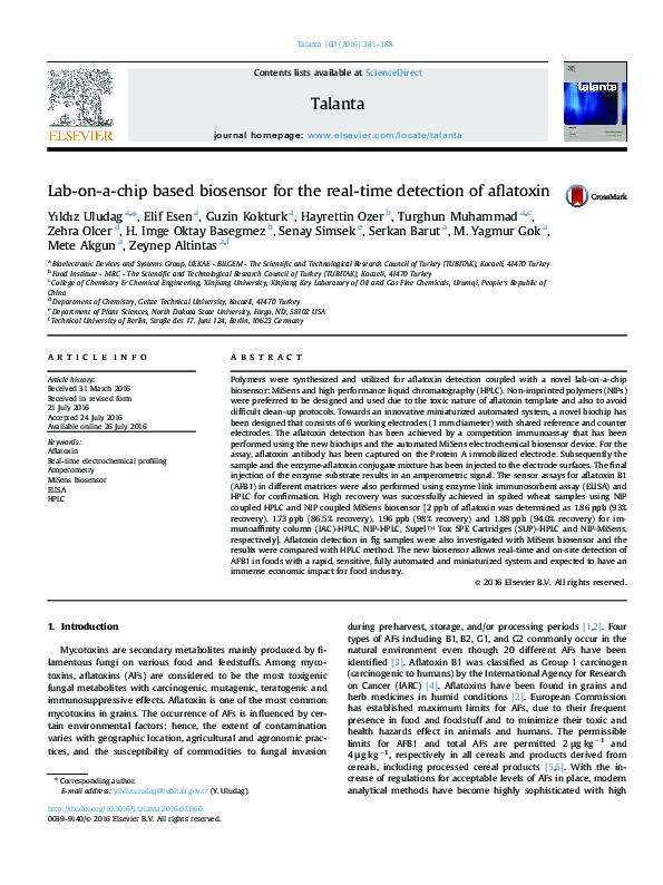 (PDF) Lab-on-a-chip based biosensor for the real-time detection of aflatoxin