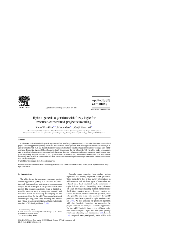 Pdf Hybrid Genetic Algorithm With Fuzzy Logic For Resource Constrained Project Scheduling