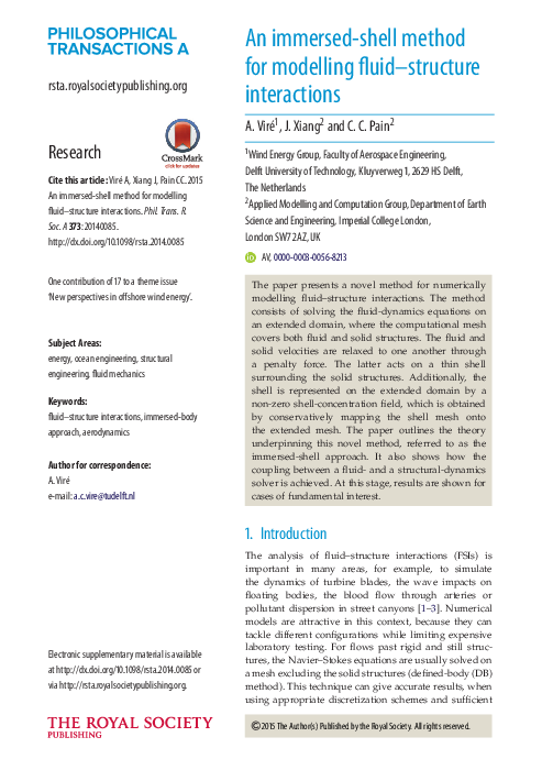 Pdf An Immersed Shell Method For Modelling Fluid Structure Interactions