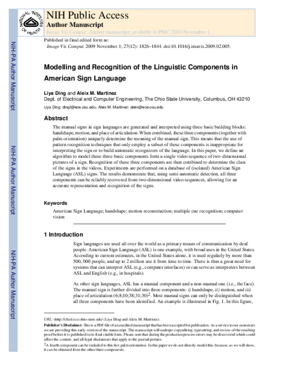 (PDF) Modelling and recognition of the linguistic components in ...