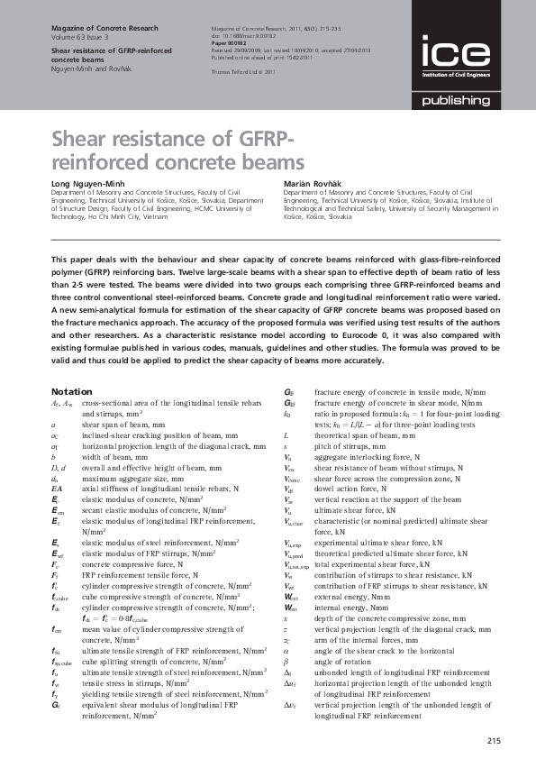 (PDF) Shear resistance of GFRP-reinforced concrete beams