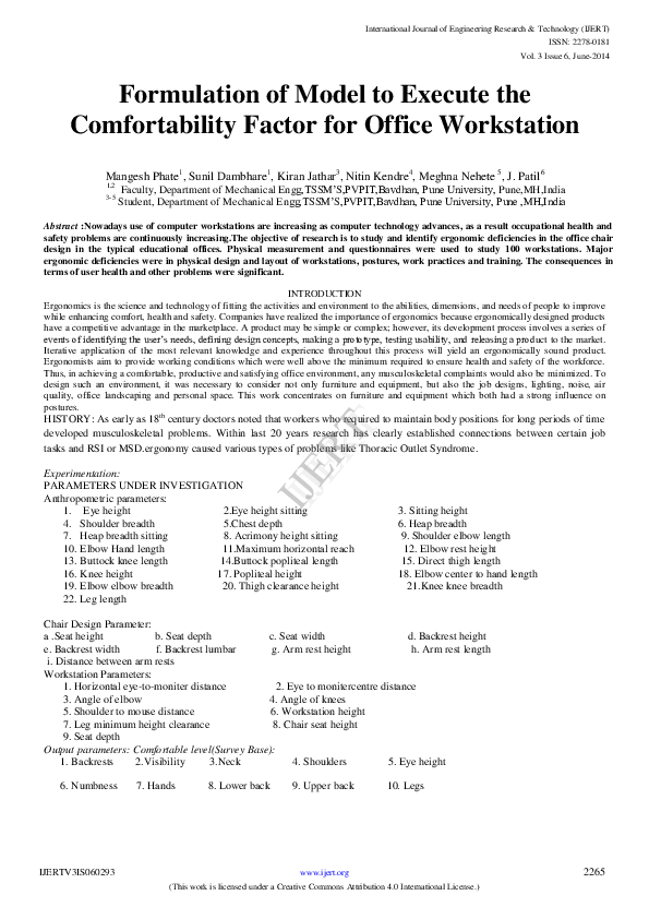 (PDF) Formulation of Model to Execute the Comfortability Factor for ...