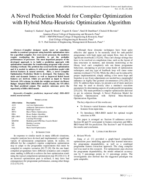 (PDF) A Novel Prediction Model for Compiler Optimization with Hybrid Meta-Heuristic Optimization ...