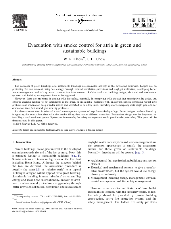 (PDF) Evacuation with smoke control for atria in green and sustainable ...