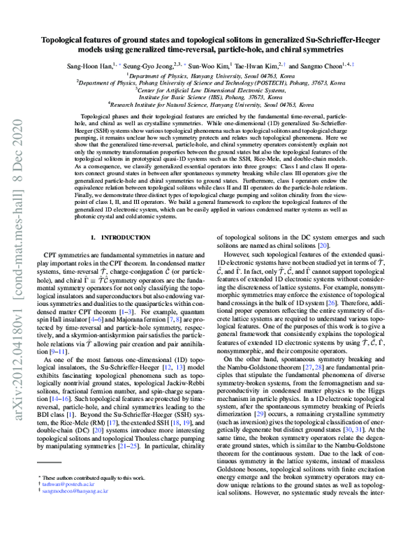 (PDF) Topological Features in SSH Models via Symmetries