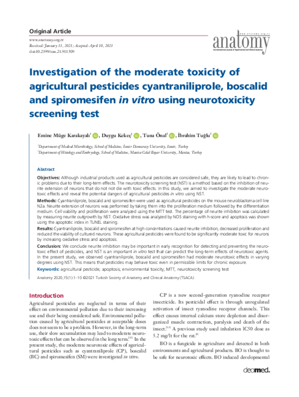 (PDF) Investigation of the moderate toxicity of agricultural pesticides cyantraniliprole ...