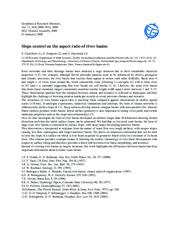 (PDF) Slope-control on the aspect ratio of river basins
