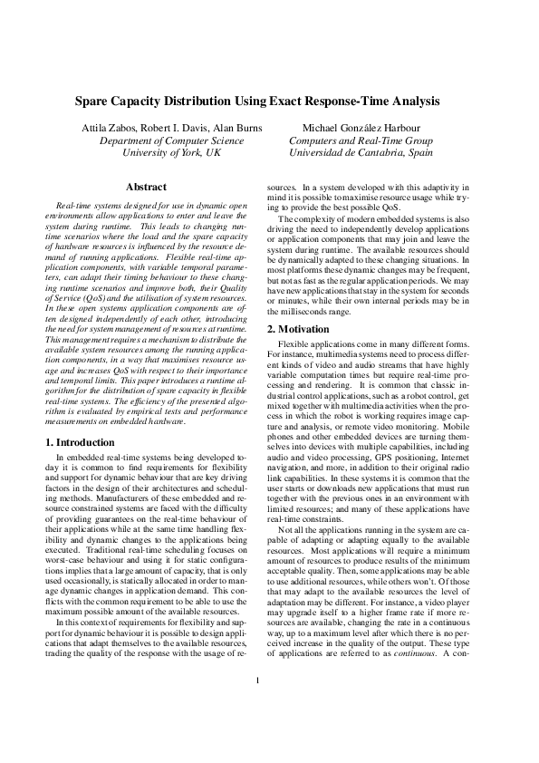 (PDF) Spare capacity distribution using exact response-time analysis
