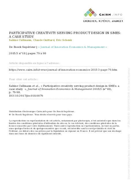 (PDF) Participative creativity serving product design in SMEs: a case study