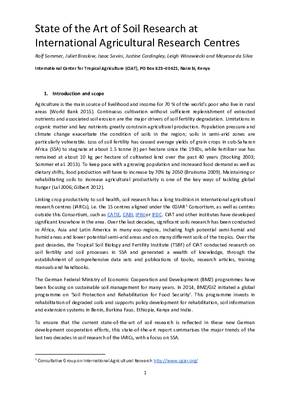 (PDF) State of the Art of Soil Research at International Agricultural ...