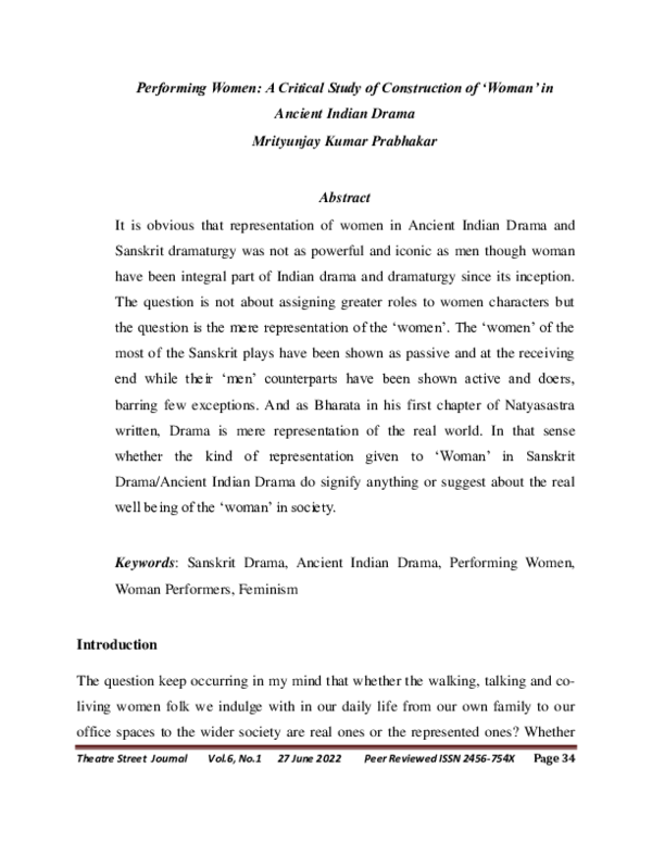(PDF) Performing Women: A Critical Study of Construction of 'Woman' in ...