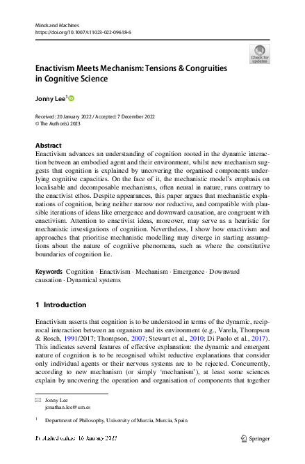 (PDF) Enactivism Meets Mechanism: Tensions & Congruities in Cognitive Science