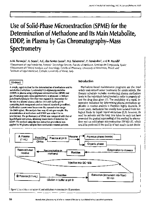(PDF) Use of solid-phase microextraction (SPME) for the determination of methadone and EDDP in ...
