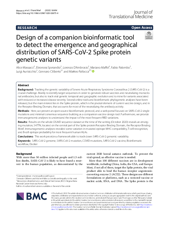 Pdf Design Of A Companion Bioinformatic Tool To Detect The Emergence And Geographical