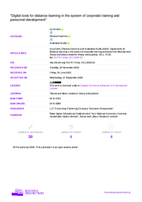 (PDF) Digital tools for distance learning in the system of corporate ...