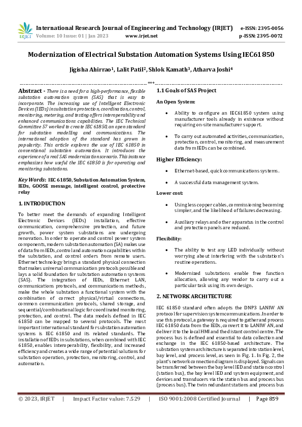 Pdf Modernization Of Electrical Substation Automation Systems Using