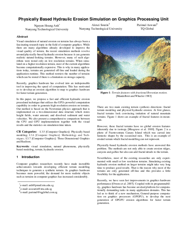 (PDF) Efficient GPU-Based Hydraulic Erosion Simulation