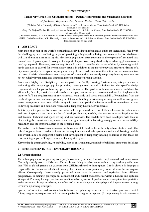 (PDF) Temporary Urban Pop-Up Environments – Design Requirements and ...