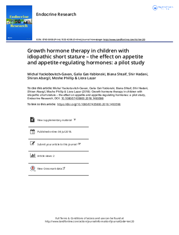 (PDF) Growth hormone therapy in children with idiopathic short stature ...