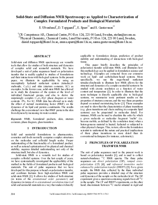 Pdf Solid State And Diffusion Nmr Spectroscopy As Applied To