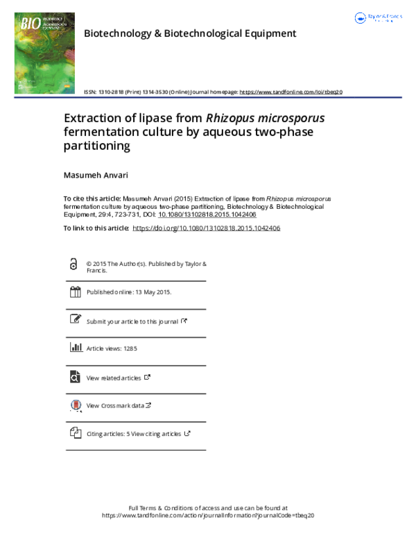 (PDF) Extraction of lipase fromRhizopus microsporusfermentation culture ...