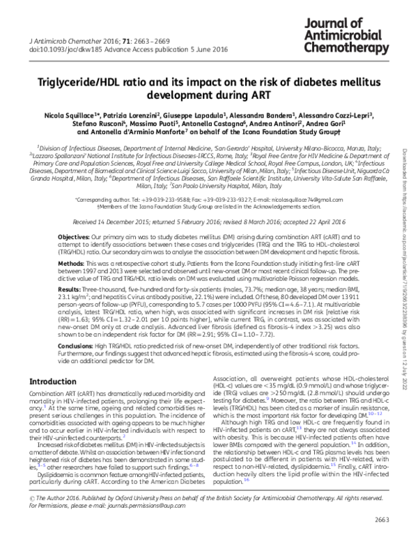 (PDF) Triglyceride/HDL ratio and its impact on the risk of diabetes ...